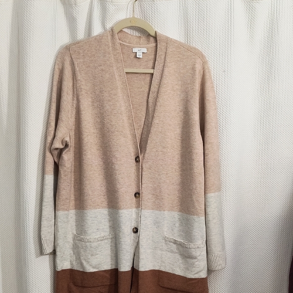 J. Jill | Sweaters | J Jill Beige And Brown Color Block Cardigan Womans ...